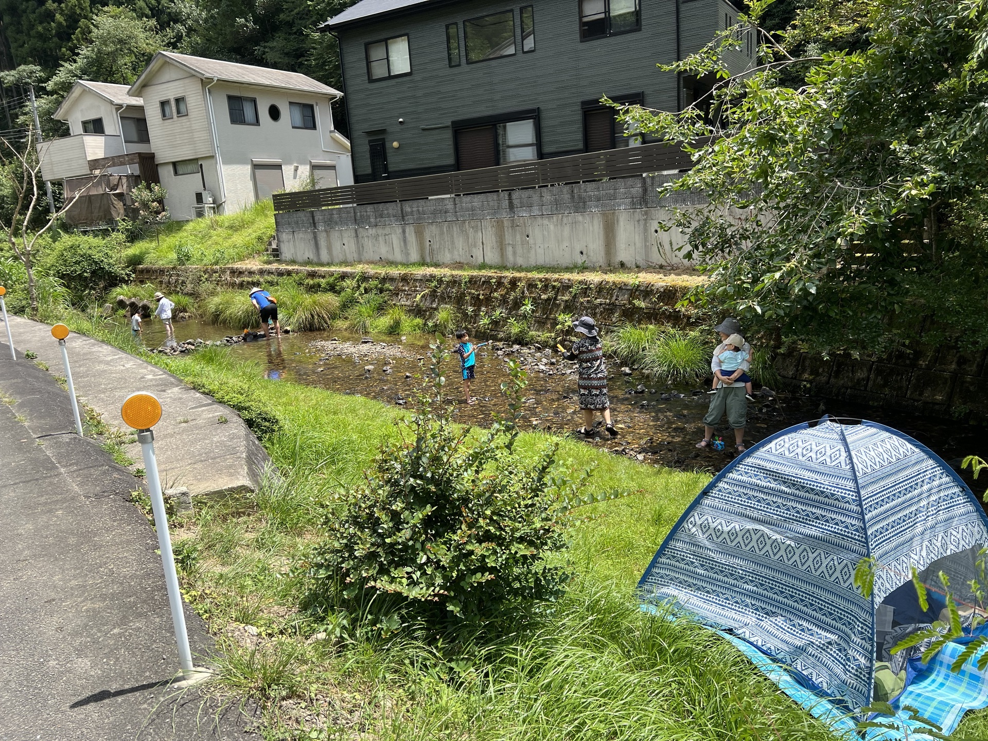 小川遊び: デイケアあおいとり 京都府木津川市